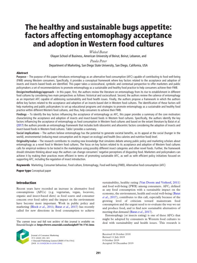 Factors Influencing Entomophagy Acceptance | PDF