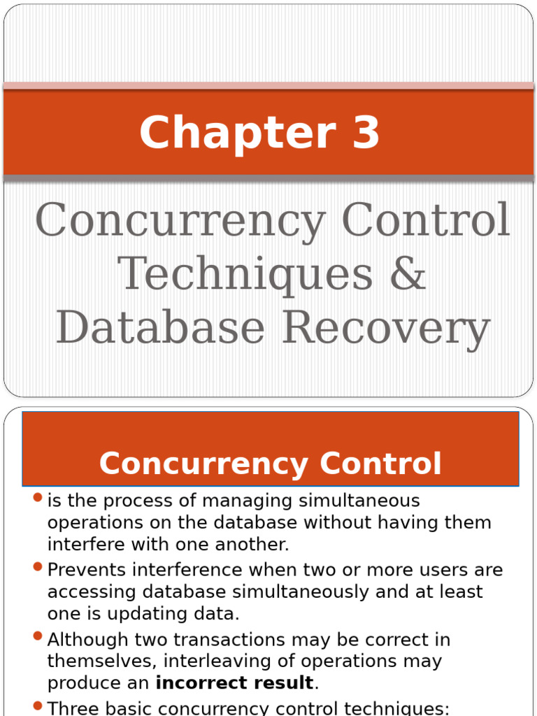 Chapter 3 Concurrency Control Techniques | PDF | Database Transaction ...