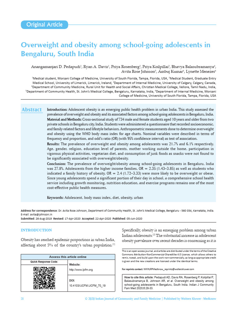 Overweight and Obesity Among School Going.7 | PDF | Obesity | Overweight