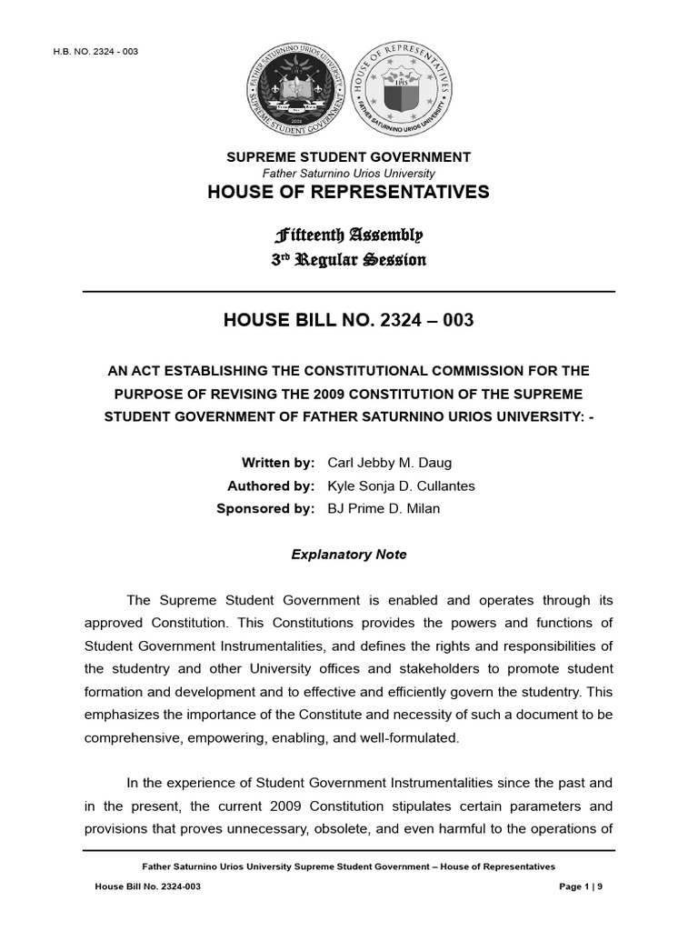Constitutional Commission Act for SSG | PDF | United States House Of ...
