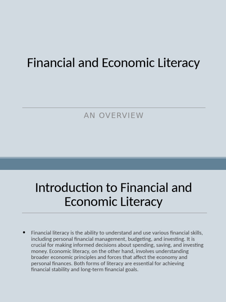 Financial and Economic Literacy Presentation | PDF | Investing | Debt