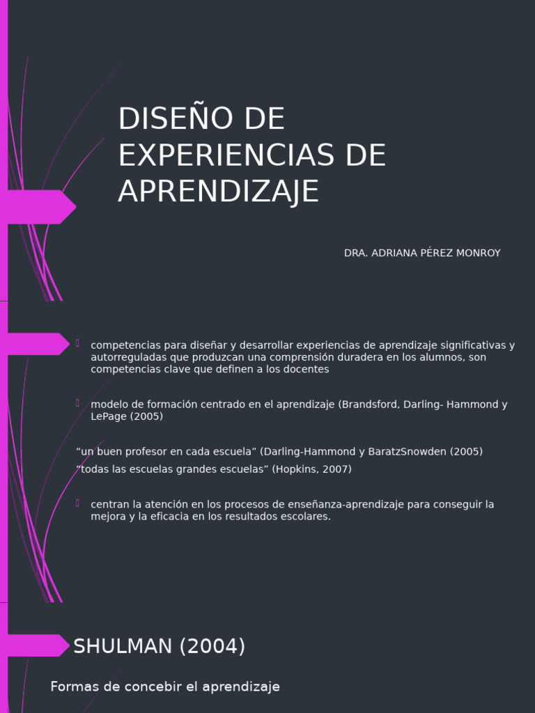 Diseño de Experiencias de Aprendizaje | PDF | Evaluación | Aprendizaje