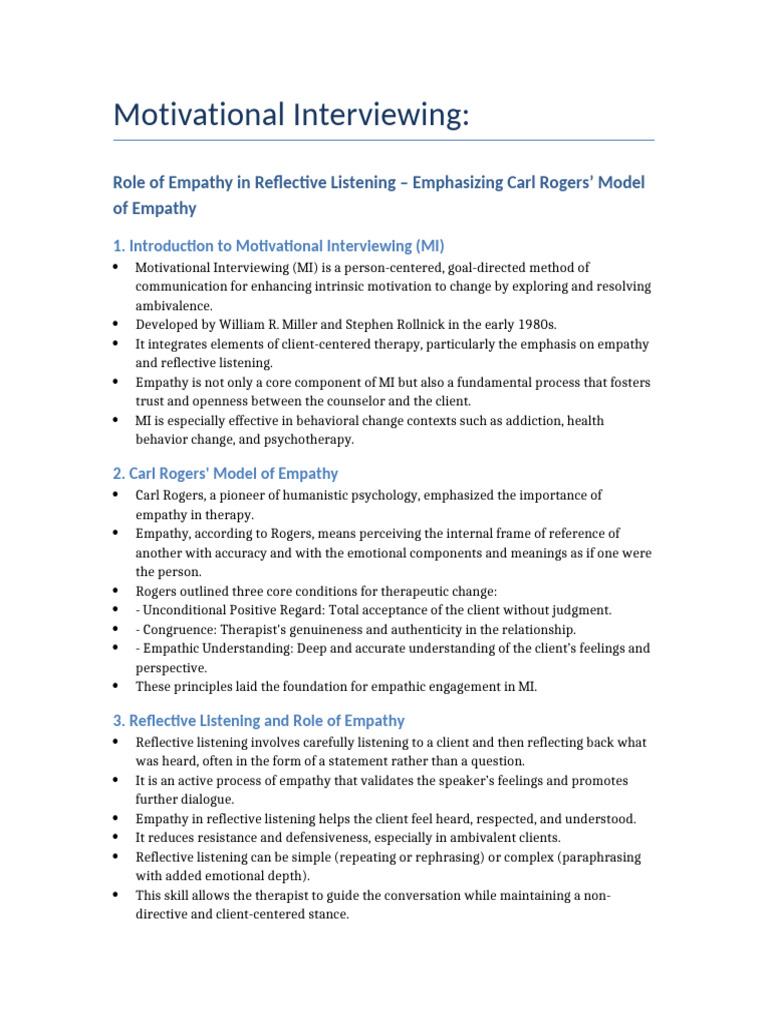 Elaborated Motivational Interviewing Assignment | PDF | Empathy ...