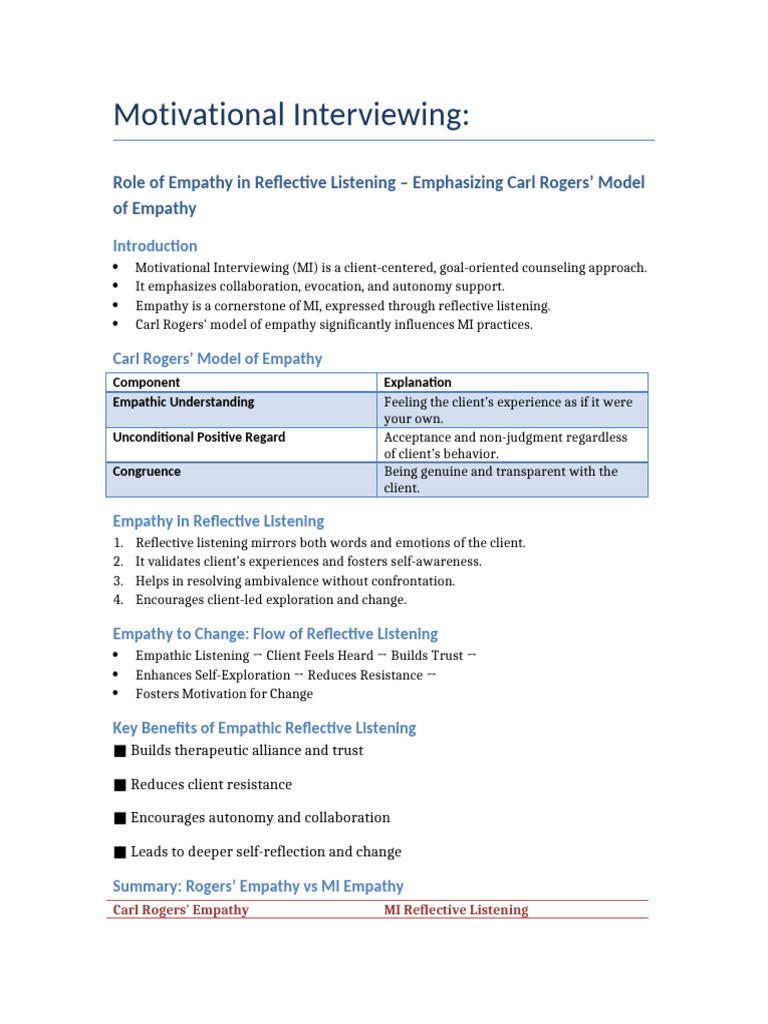 Motivational Interviewing Assignment | PDF | Empathy | Psychotherapy