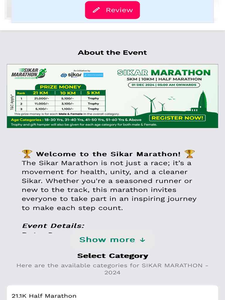 India Running Registration Sikar Marathon - 2024 | PDF