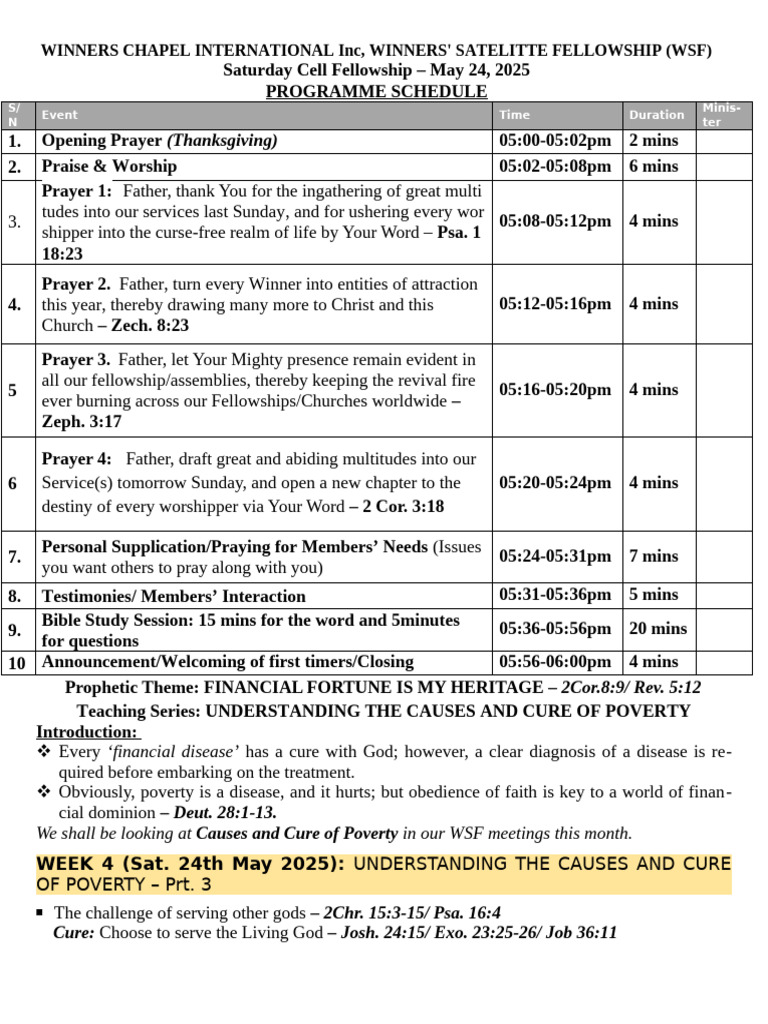 Wcih - WSF Outline 05.24.2025 | PDF | Prayer | Abrahamic Religions