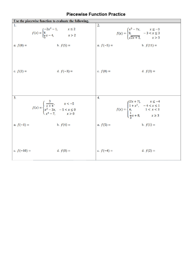 Evaluating Practice Worksheet | PDF