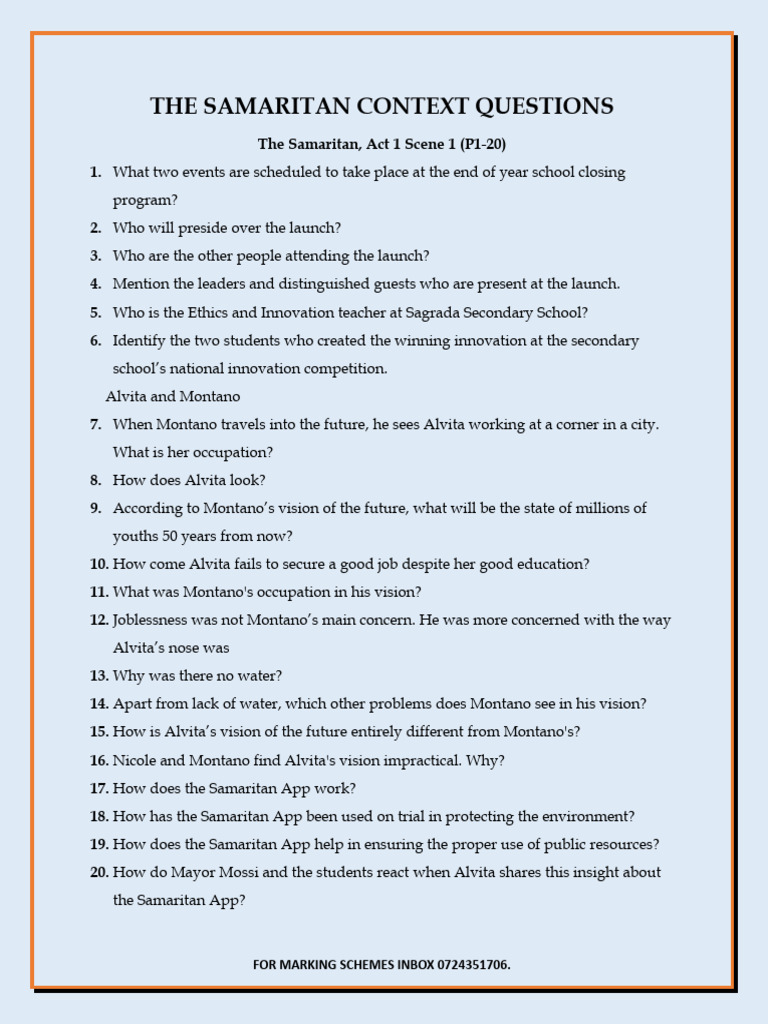 Samaritan Context Questions Overview | PDF