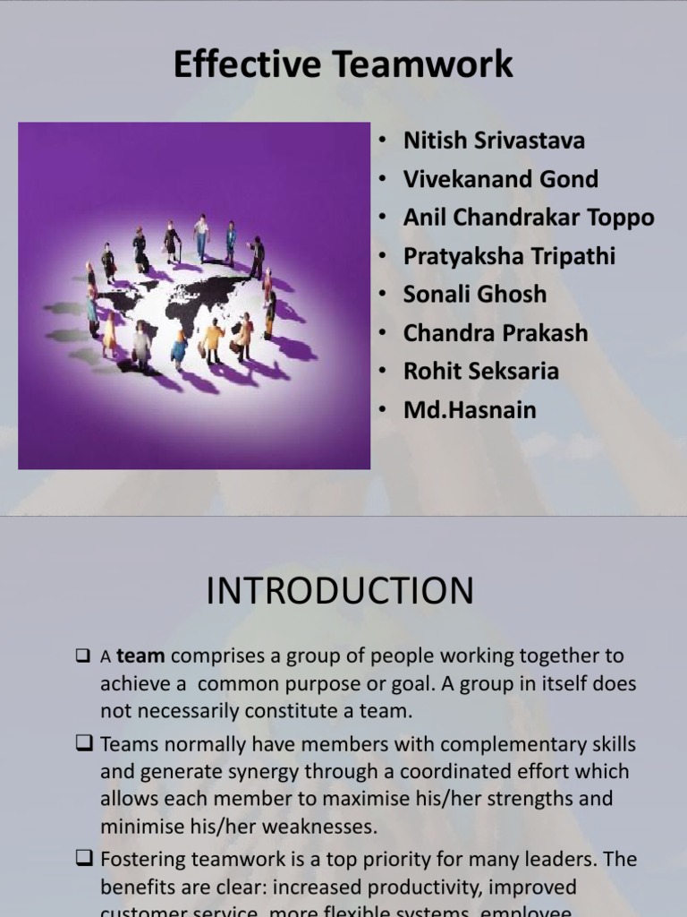 Effective Team Work | PDF | Leadership | Goal