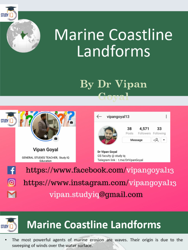 Marine Coastline Landforms and Cycle of Erosion | PDF | Coast | Shoal