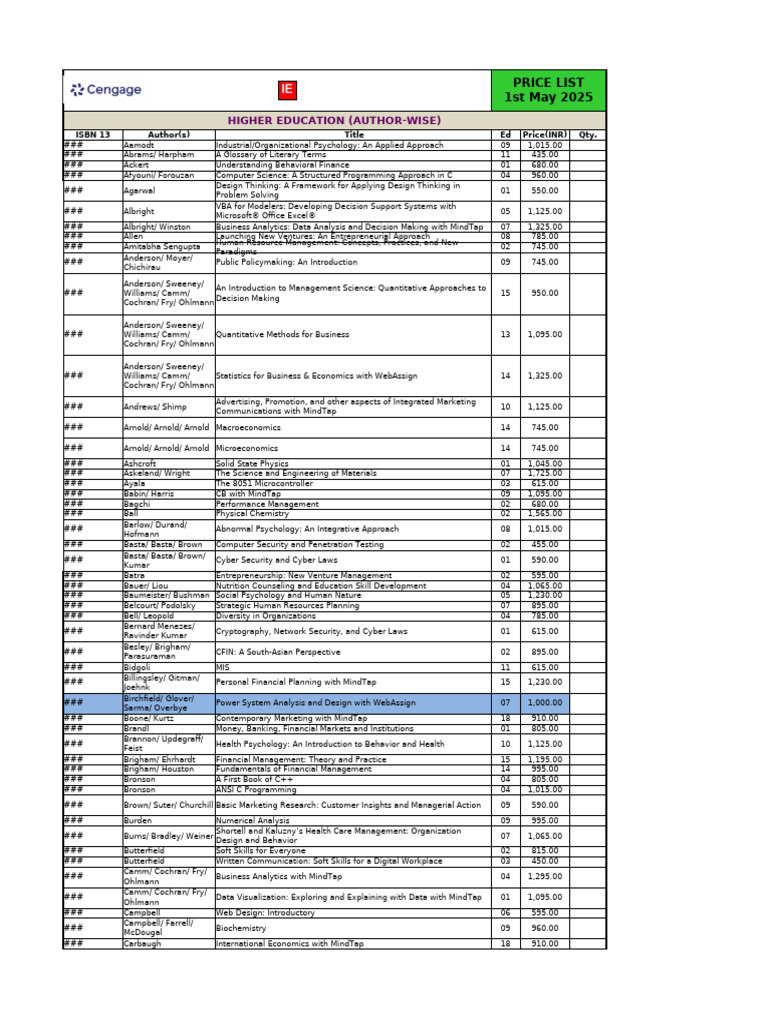 Higher Education ISBN Price List | PDF | Business