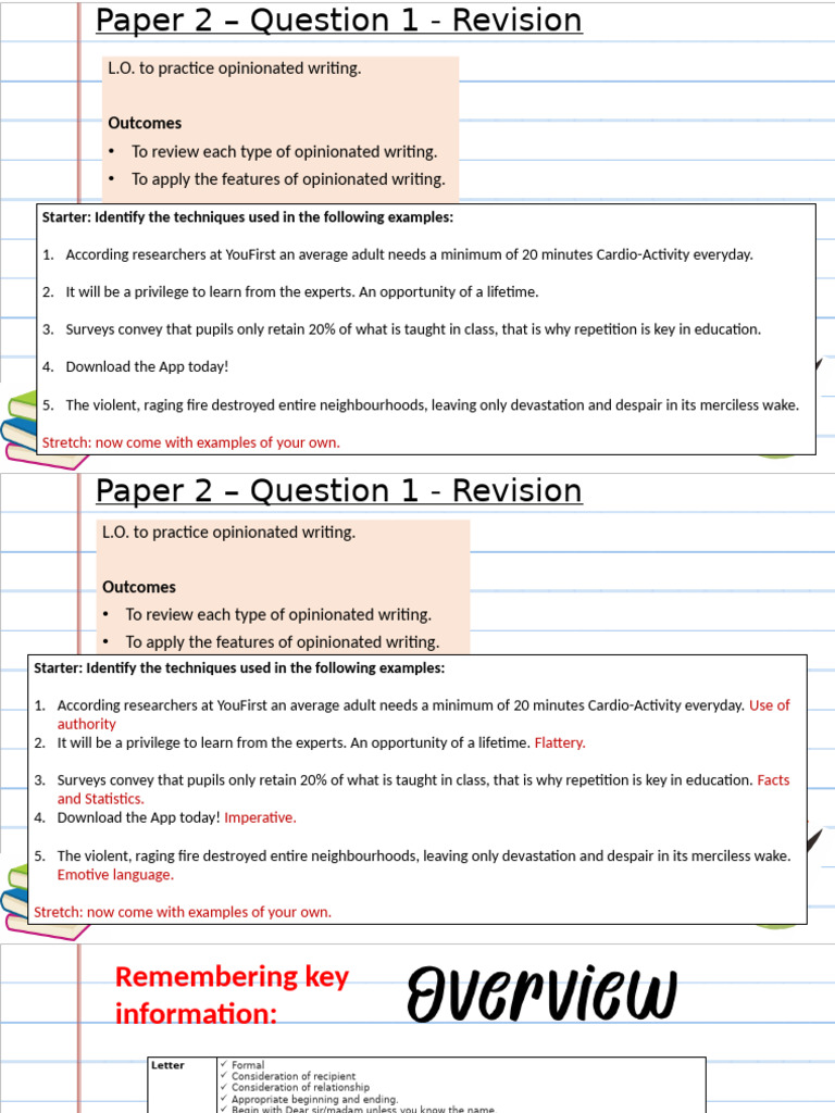 Paper 2 - Question 1 - Revision | PDF | Argument | Rhetoric