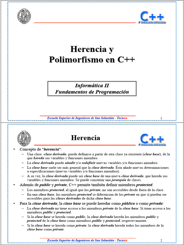 Herencia y Polimorfismo en C++ | PDF | Herencia (Programación Orientada ...