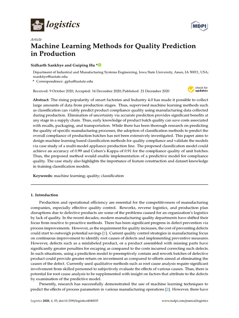 Logistics 04 00035 | PDF | Machine Learning | Accuracy And Precision