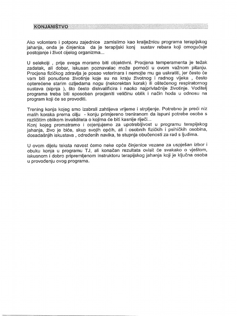 Konjanistvo, Selekcija I Nabava | PDF