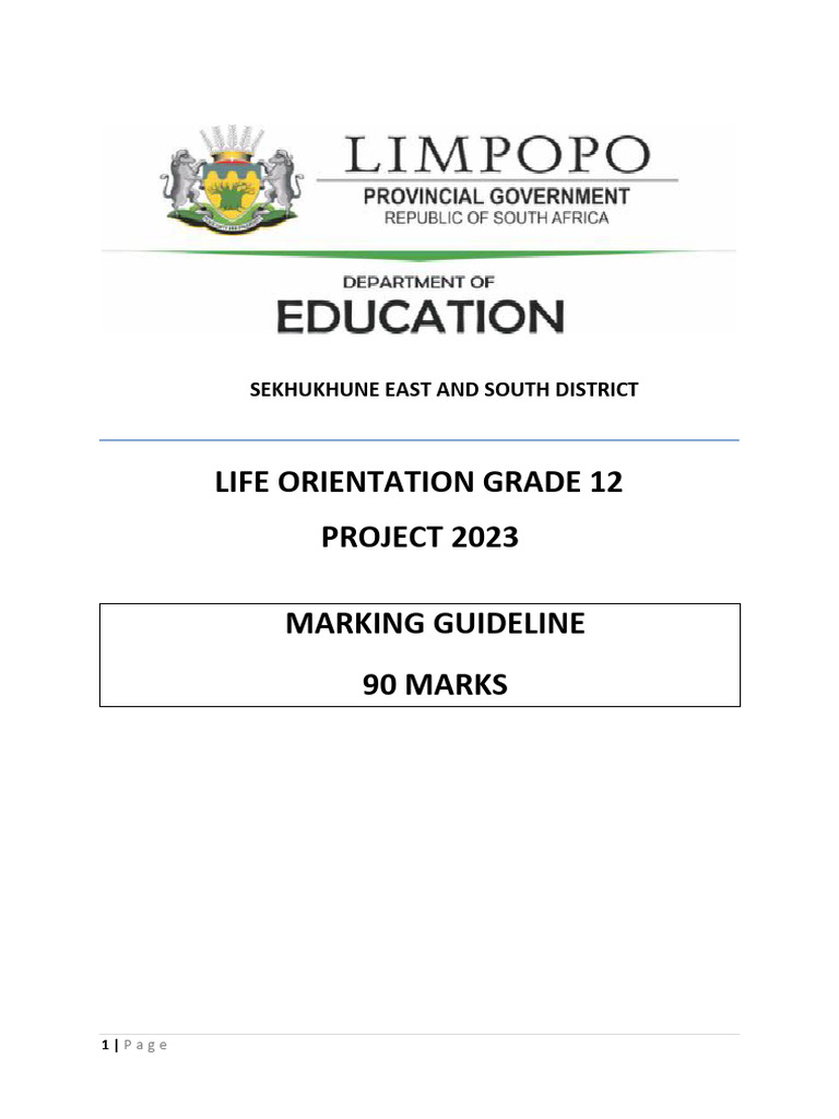 Project Marking Guideline Lo Grade 12 2023 | PDF | Hiv/Aids | Human Trafficking