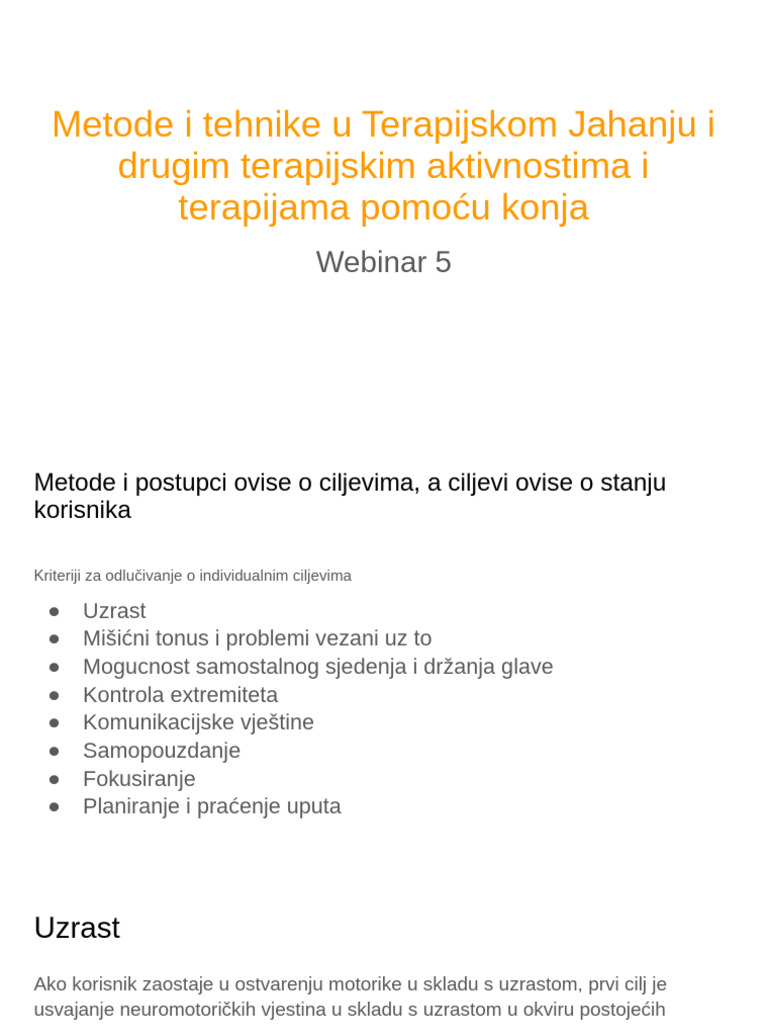 Metode I Tehnike U Terapijskom Jahanju I Drugim Terapijskim ...