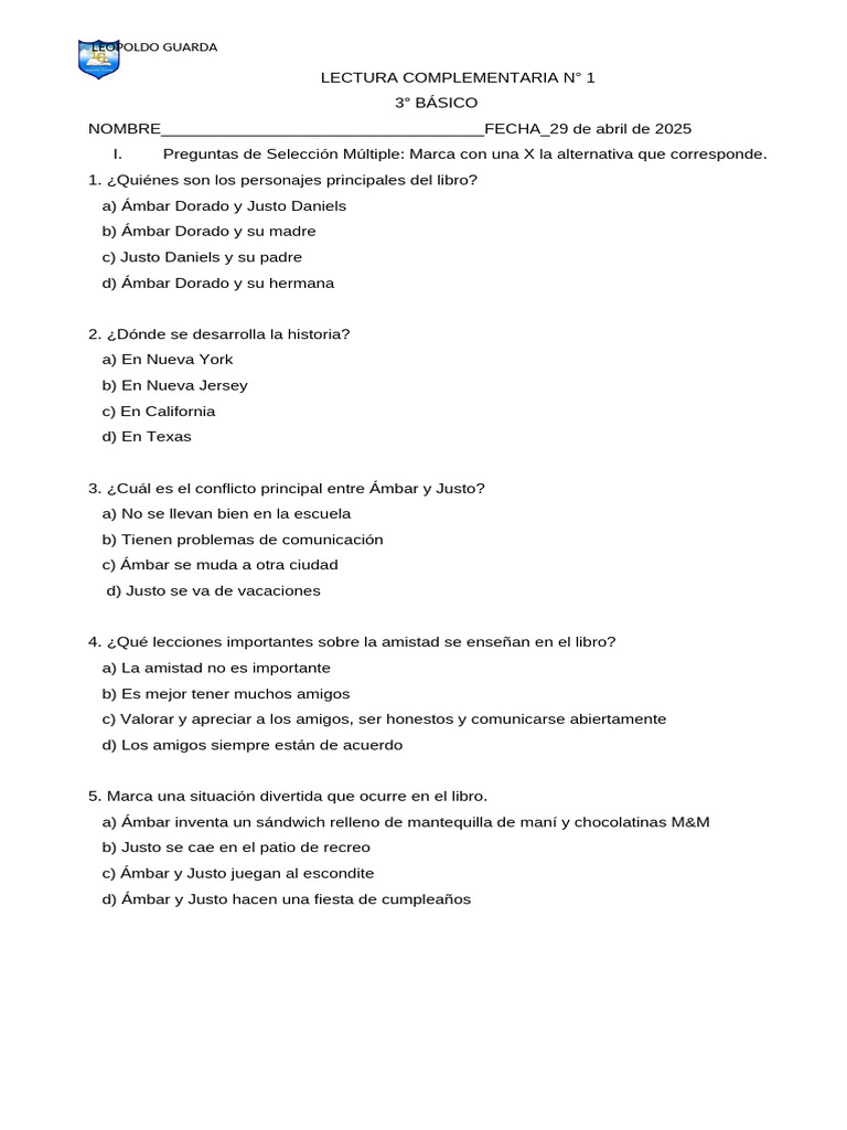 Prueba Lectura Complementaria | PDF