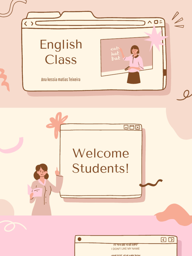 Pink Illustration English Class Presentation | PDF