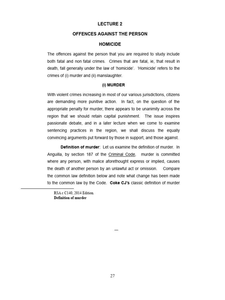 Understanding Homicide and Murder Laws | PDF | Manslaughter | Mens Rea