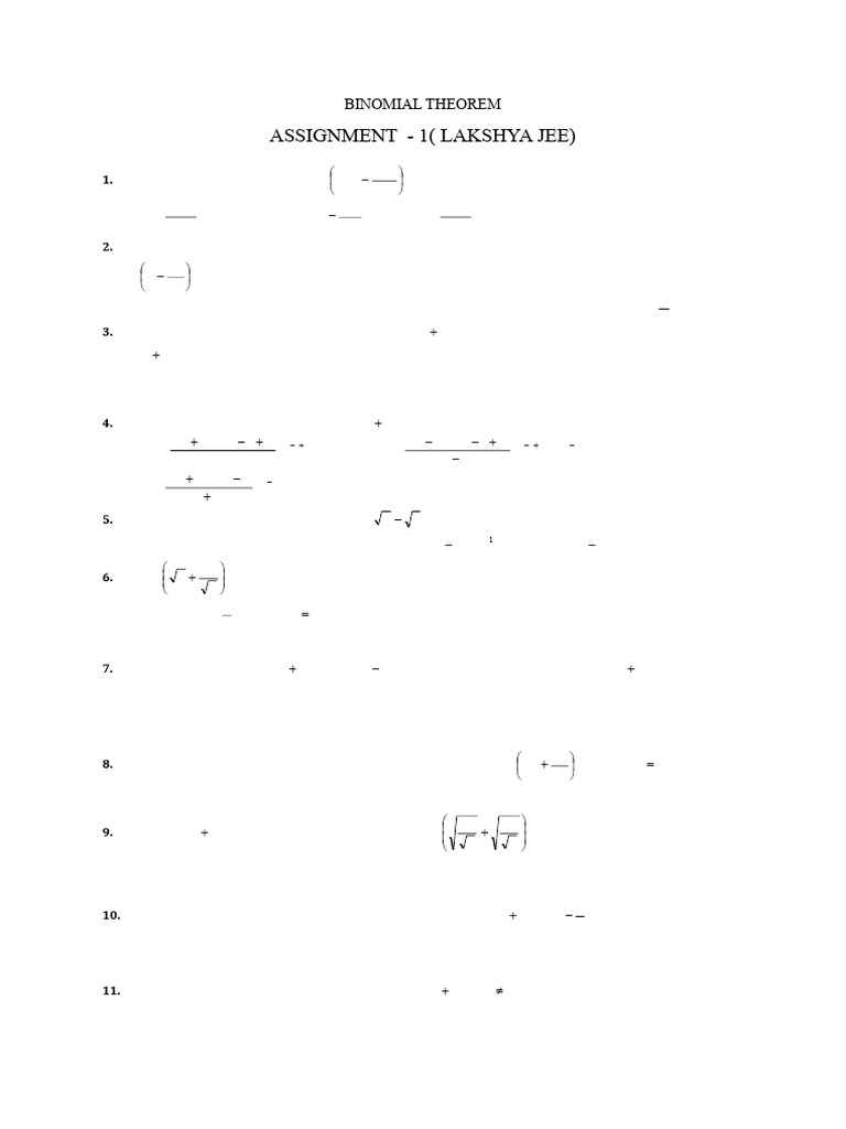 Binomial Theorem - Assignment 1 | PDF | Discrete Mathematics | Mathematical Objects