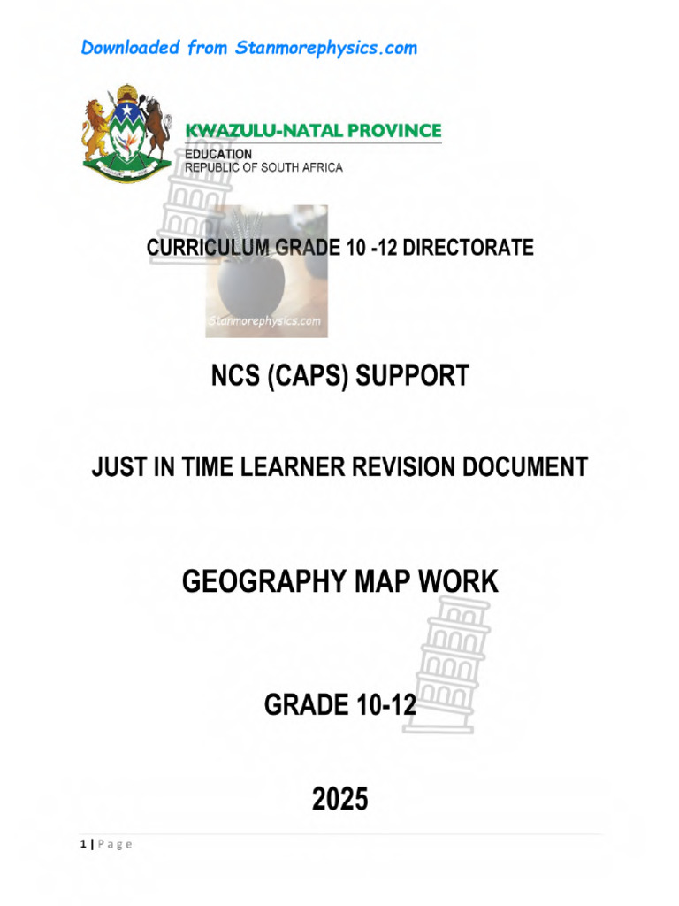 Kzn Geography Grade 12 Jit Learner Document Map Work 2025 | PDF | Geographic Information System