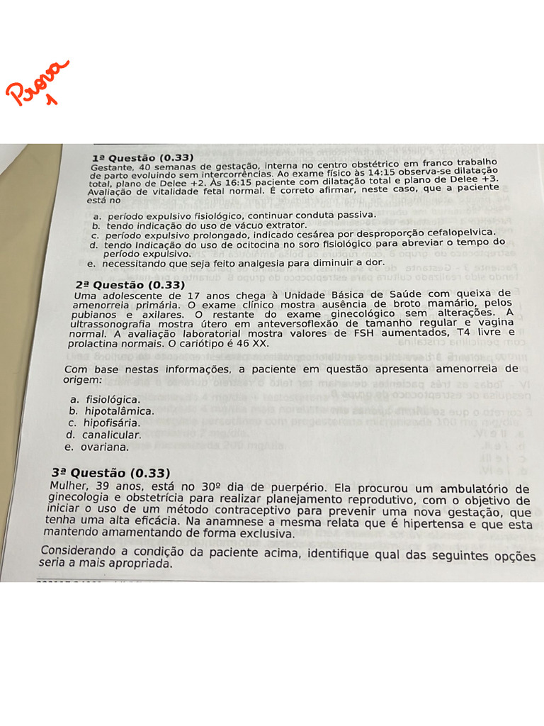 Compilado de Provas GO 2 | PDF | Gravidez | Síndrome dos ovários policísticos