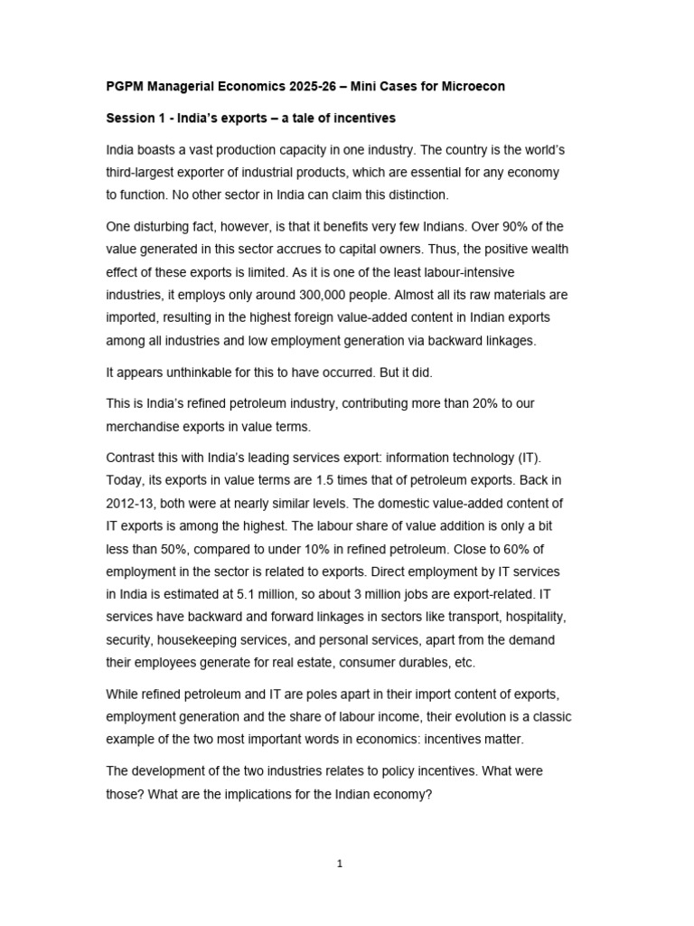 PGPM Microecon Cases - 2025 | PDF | Opec | Price Discrimination