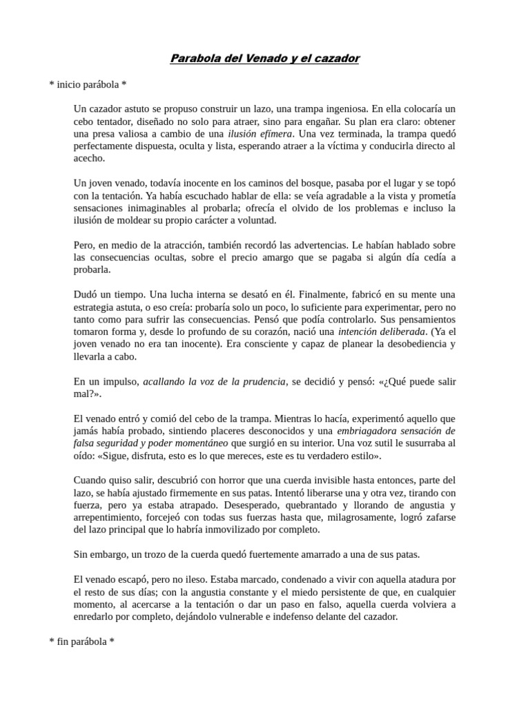 parabola del venado y el cazador | PDF