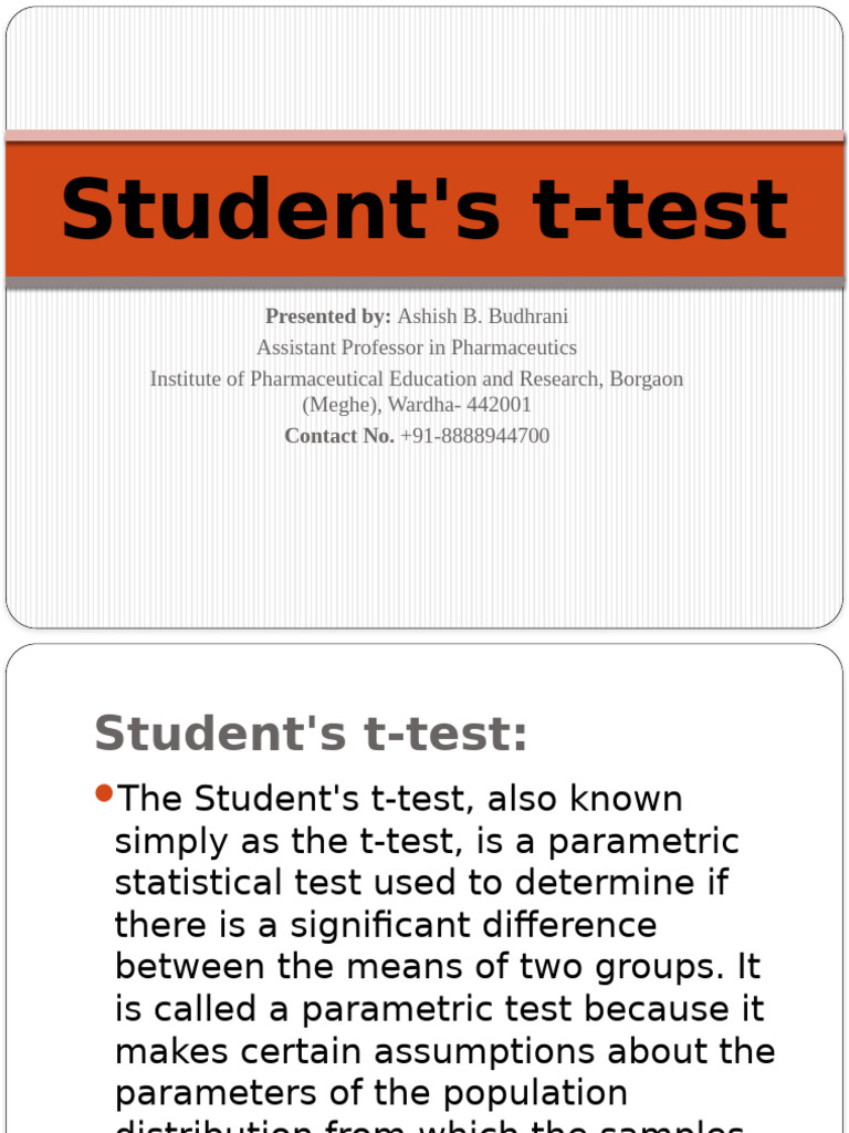 Unit 2e Student's T-Test | PDF | Student's T Test | P Value
