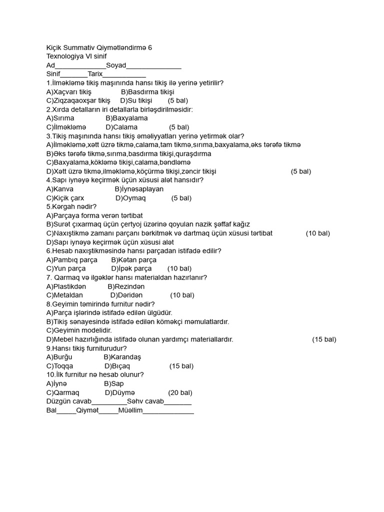 Vl sinif ksq N6 | PDF