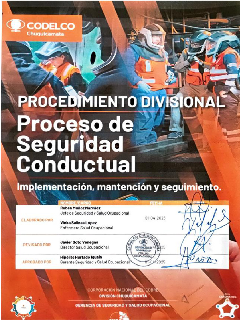 Proceso de Seguridad Conductual Codelco | PDF | Comportamiento ...
