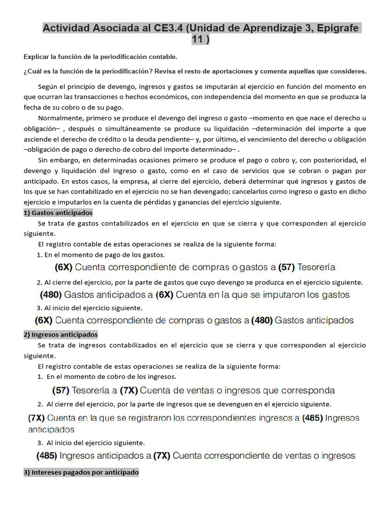 Actividad Asociada Al CE3.4 (Unidad de Aprendizaje 3, Epígrafe 11) | PDF | Interés | Contabilidad