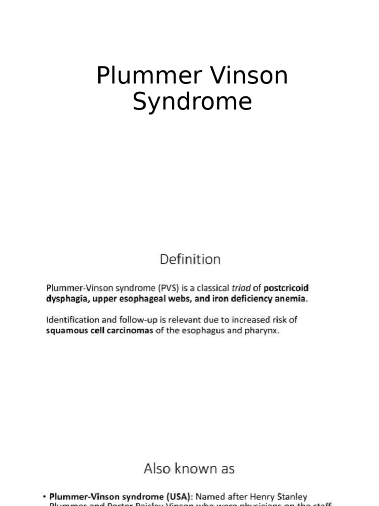 Plummer Vinson Syndrome | PDF