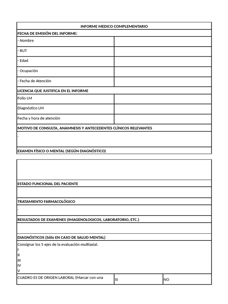 Informe Medico Complementario | PDF