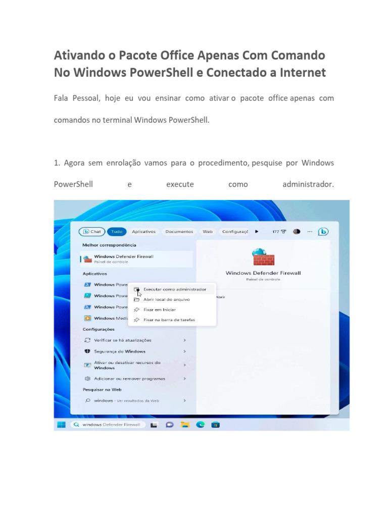 Ativando o Pacote Office Apenas Com Comando No Windows PowerShell | PDF