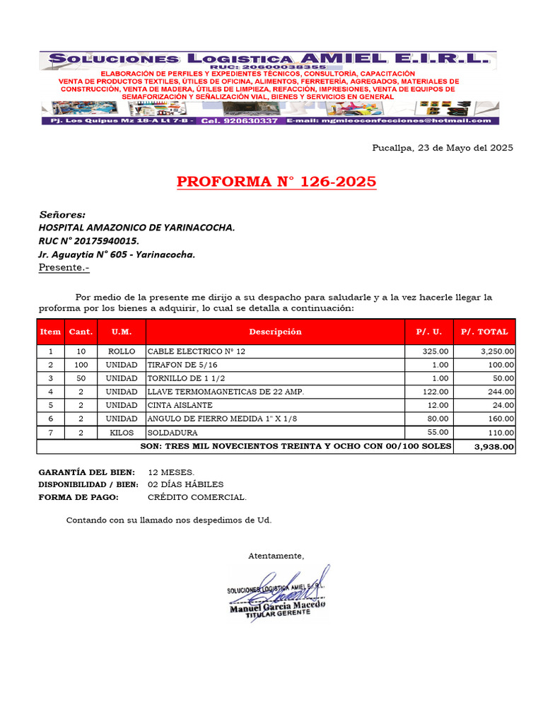 Proformas-Amiel - 2025 | PDF