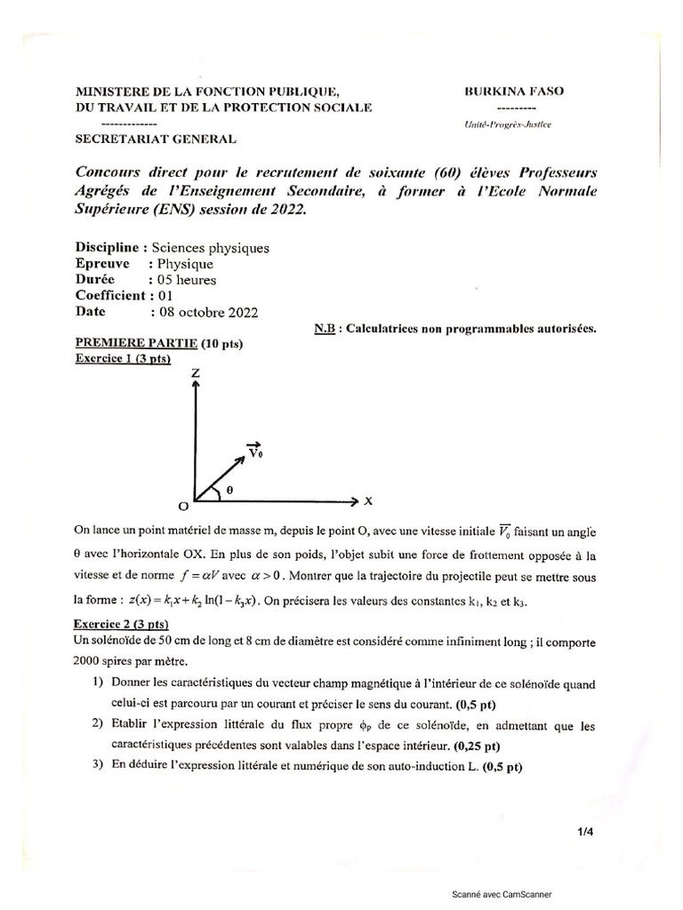 Sujet Agrégé Physique Direct 2022 | PDF