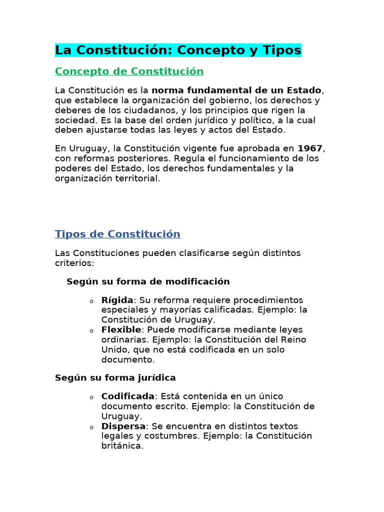 Tipos y Conceptos de Constitución | PDF | Constitución | Justicia