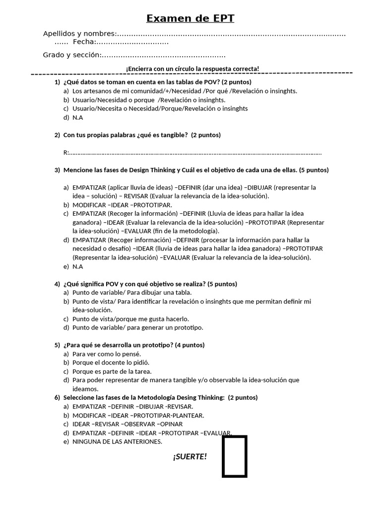 Examen de EPT | PDF | Hardware de la computadora | Ingeniería Informática