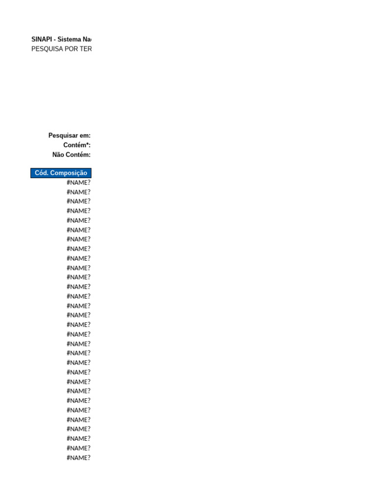 Planilha SINAPI em Excel | PDF