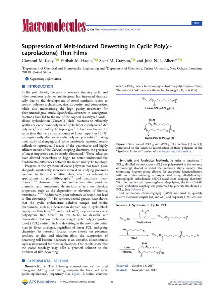 Suppression of Melt Induced Dewetting in | PDF | Polymers | Copolymer
