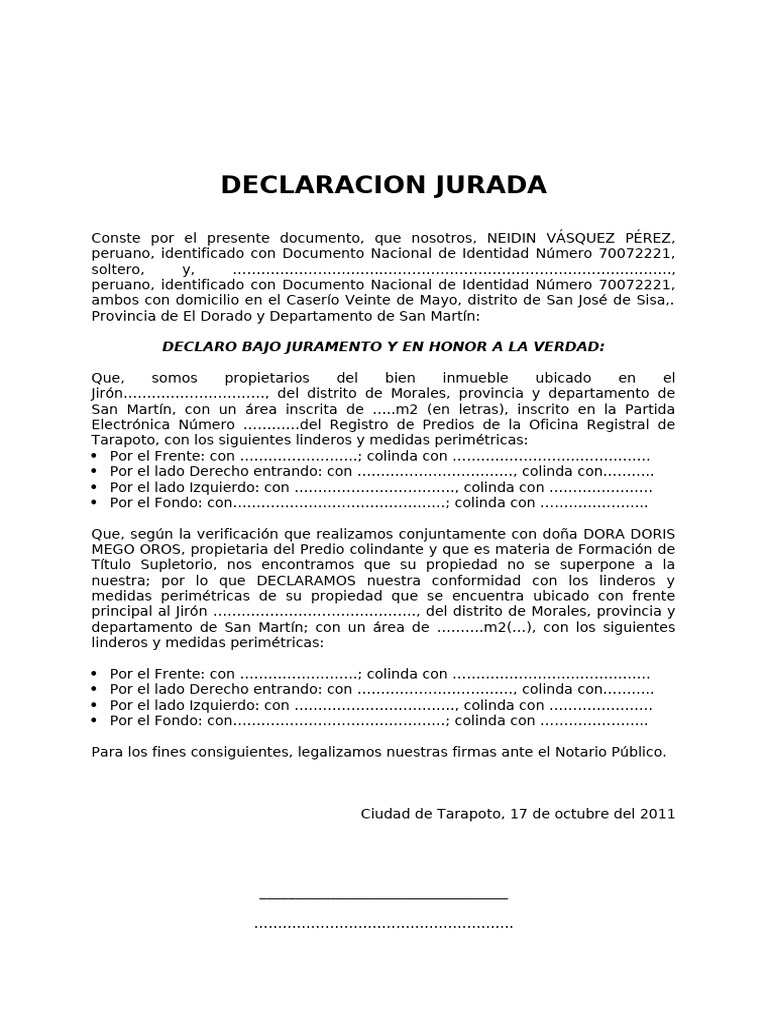 Declaración Jurada del Viajero | PDF