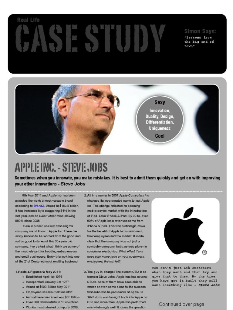 Apple Inc Case Study | PDF | Apple Inc. | Steve Jobs