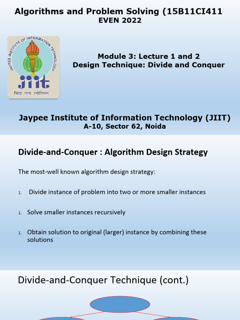 APS Module 2 Divide and Conqure | PDF | Algorithms And Data Structures | Mathematical Logic