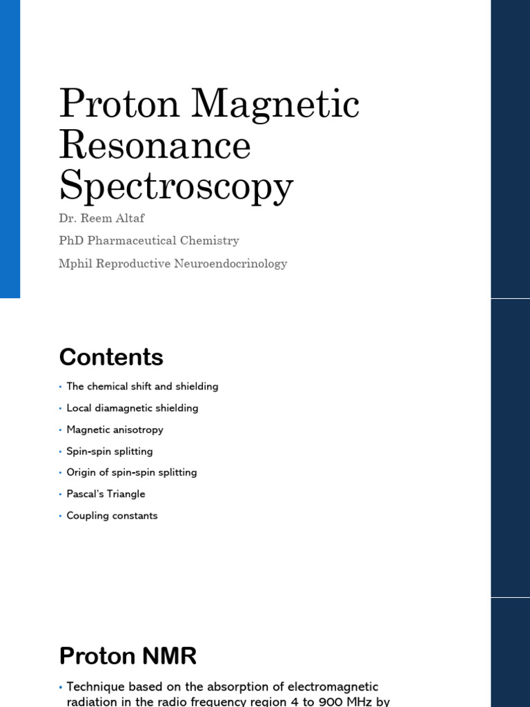 Understanding PMR Spectroscopy Basics | PDF | Nuclear Magnetic ...