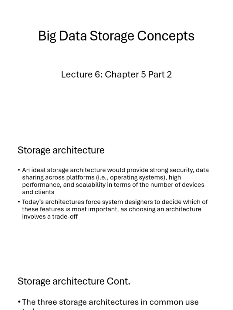 Lecture 6 Chapter 5 Part 2 Big Data Storage Concepts | PDF