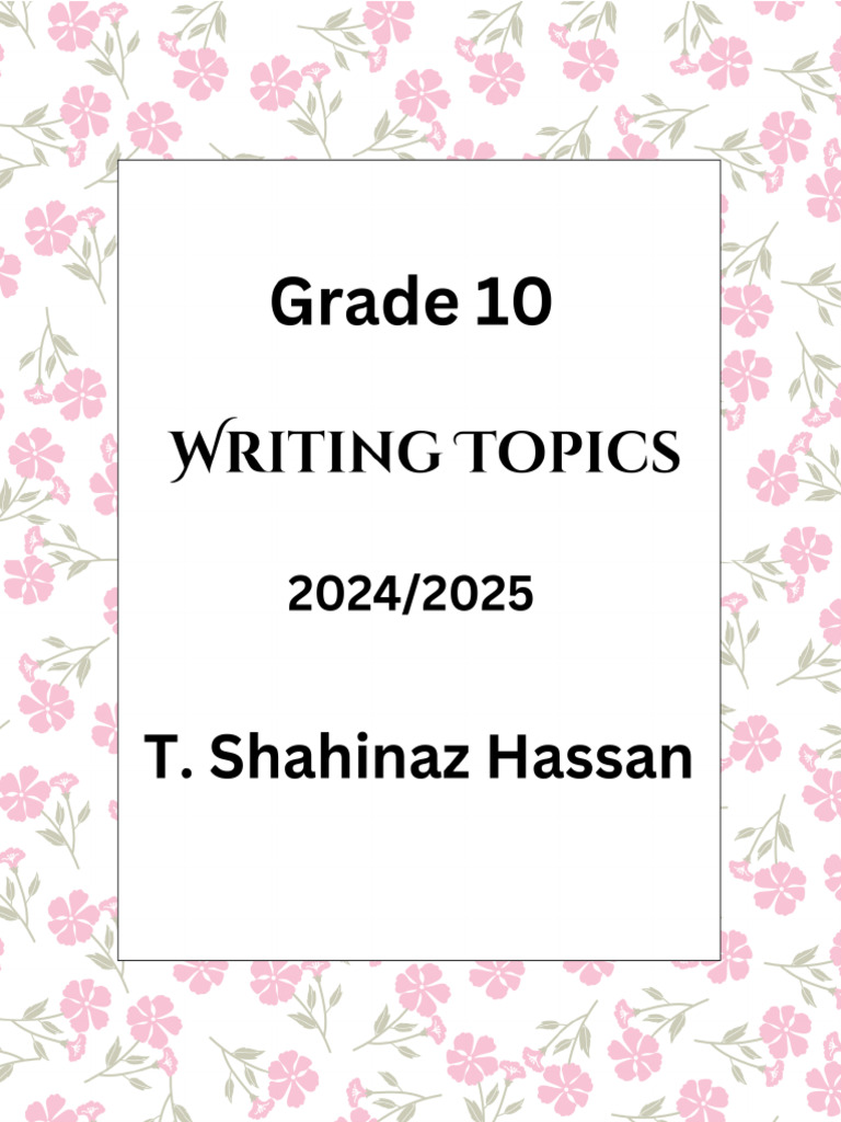 Shahinaz Grade 10 Writing Topics | PDF | Energy Development | Human ...
