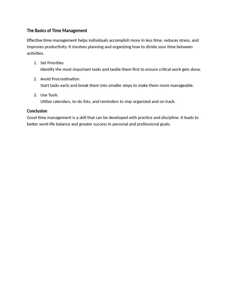 The Basics of Time Management | PDF