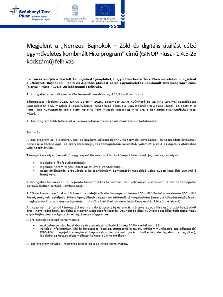 Ginop Plusz 145 25 Kozlemeny Megjelenes | PDF
